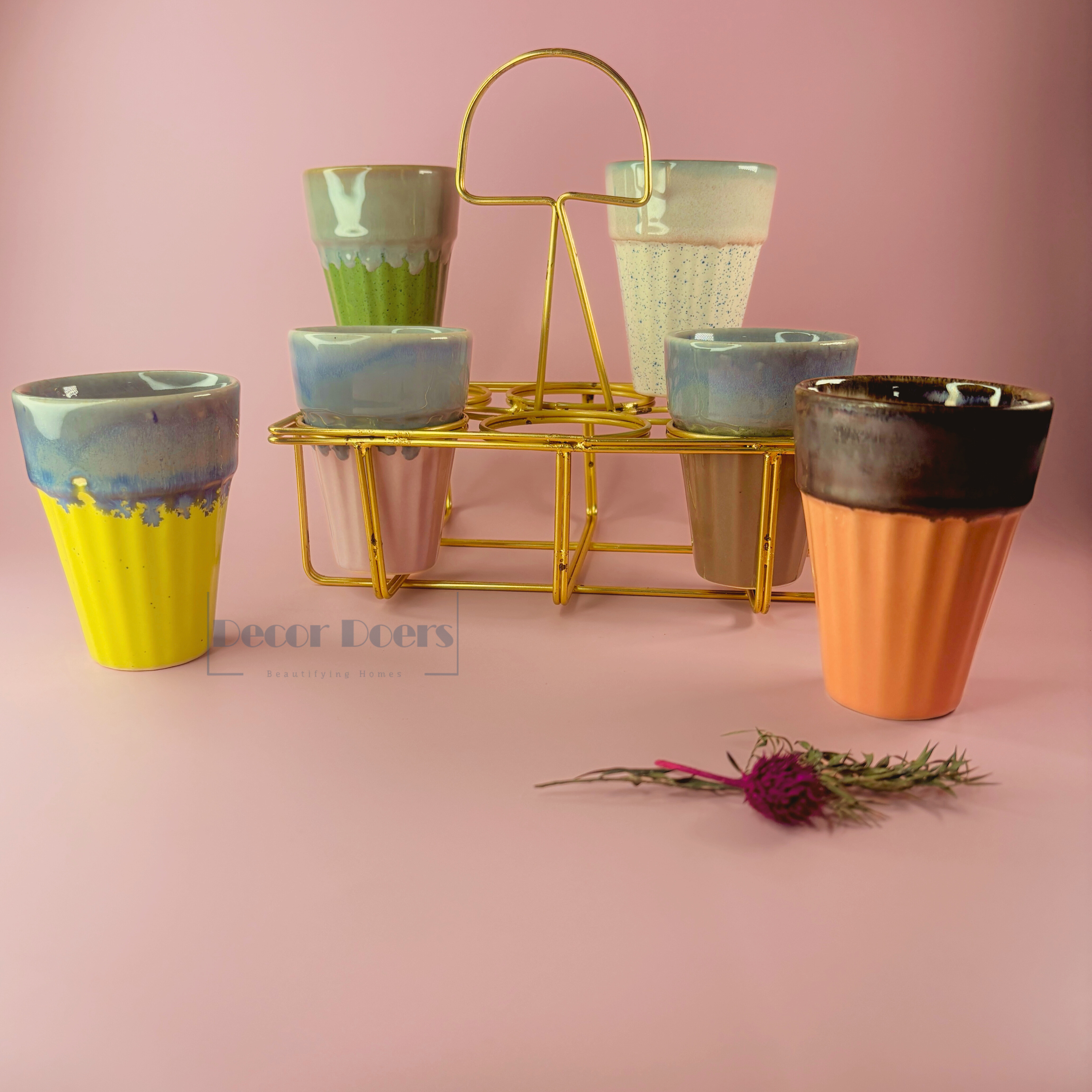 Buy Bombay Cutting Chai Set of 6 with Stand Online | Decor Doers